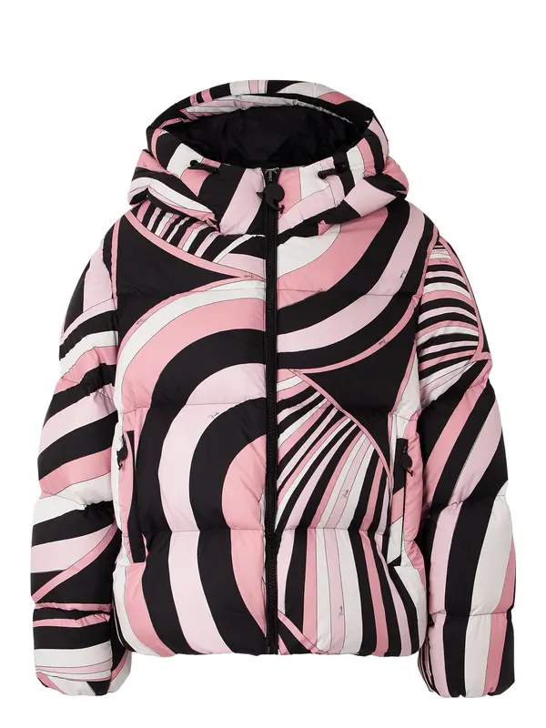 Emilio Pucci Printed Quilted Hooded Down Jacket - Pink