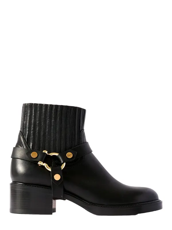 Chloé Dakota Embellished Leather Ankle Boots - Black