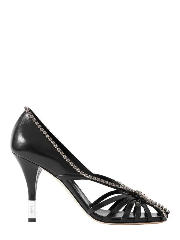 Chloé Leonie Cutout Embellished Leather Pumps - Black