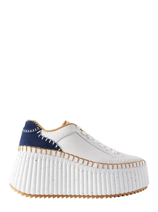 Chloé Nama Leather Platform Sneakers - White
