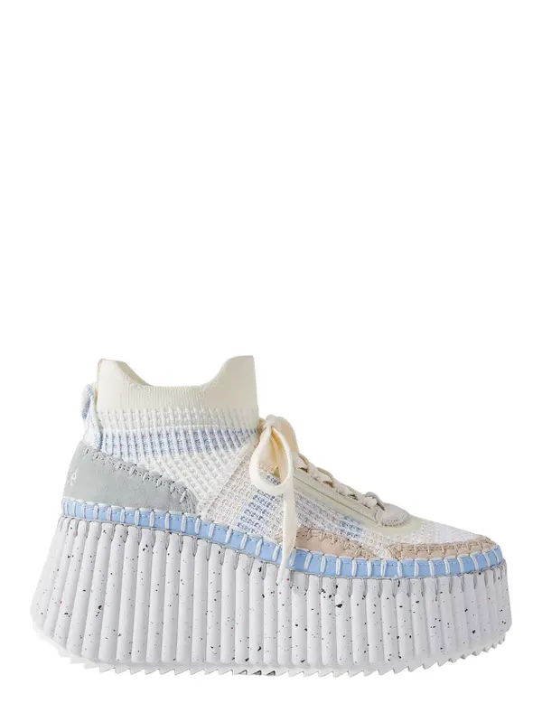Chloé Nama Leather-trimmed Platform Sneakers - White
