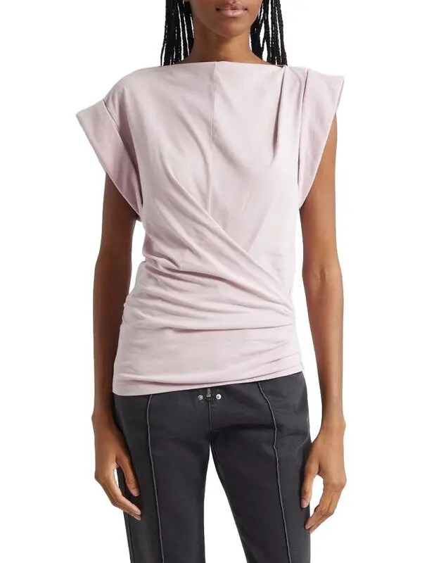 Isabel Marant Maisan Draped Cotton T-shirt - Pale Pink