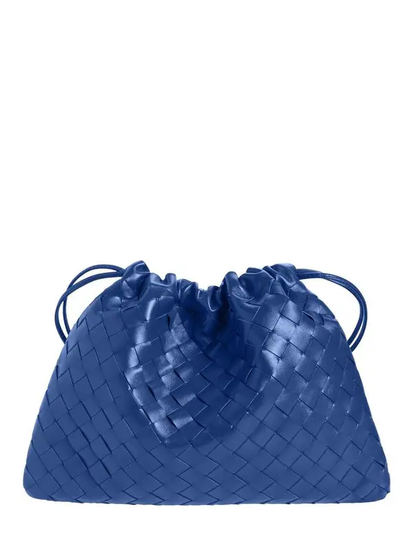 Bottega Veneta Medium Intrecciato Leather Shoulder Bag - Blue Venezia-gold