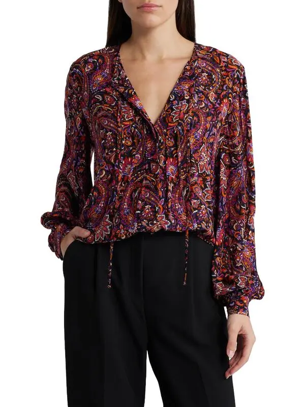Kobi Halperin Roxanne Paisley Print Top - Black Multi