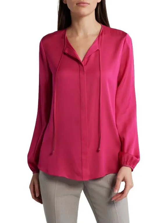 Kobi Halperin Eliza Silk Blend Button-up Top - Hot Pink