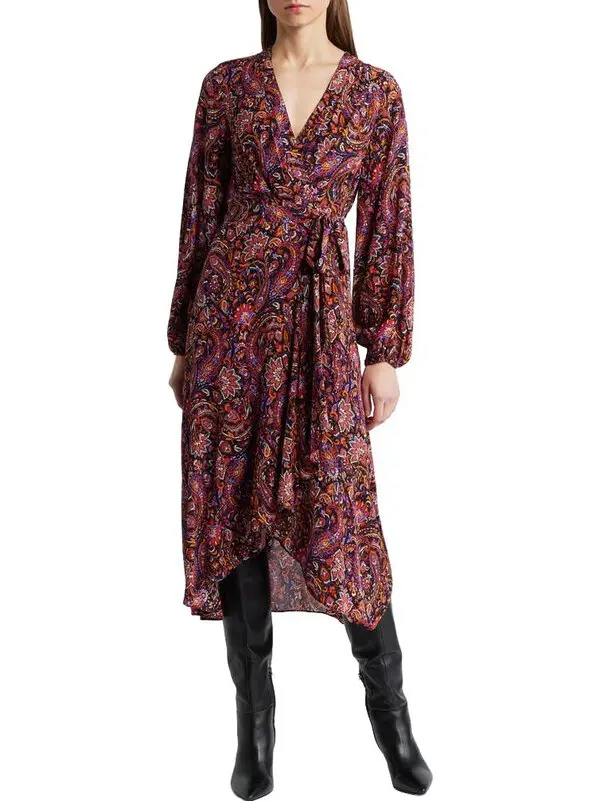 Kobi Halperin Dorothy Long Sleeve Faux Wrap Dress - Black Multi