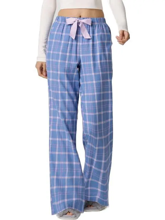 FLORENCE BY MILLS Plaid Flannel Sleep Pants - Vintage Blue Plaid