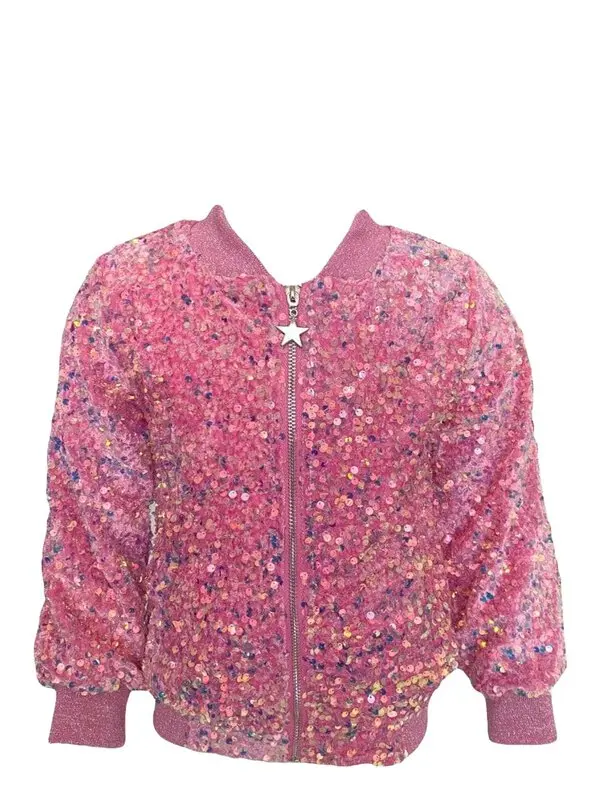 LOLA + THE BOYS Sequin Bomber Jacket - Pink