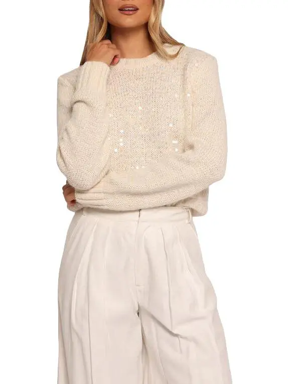 PETAL & PUP Medora Sequin Sweater - Ivory