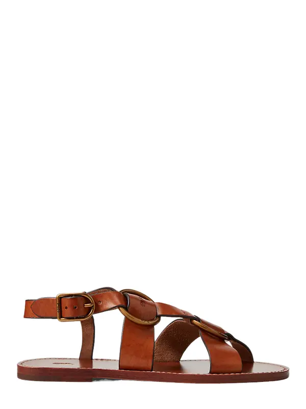 Ralph Lauren Double O-ring Leather Sandal - Cuoio