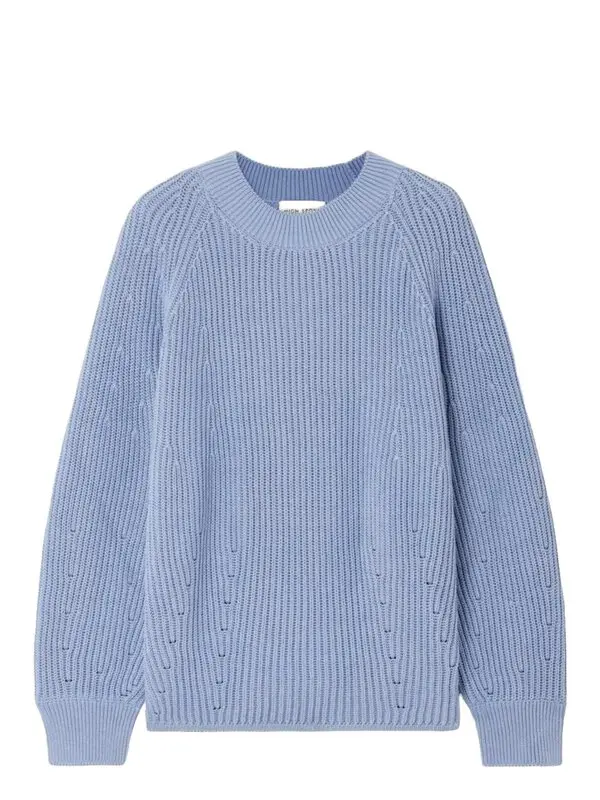 HIGH SPORT Greta Ribbed Cotton Sweater - Blue