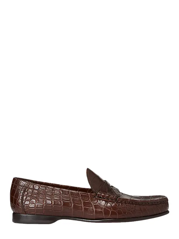 Ralph Lauren Chalmers Alligator Penny Loafer - Dark Brown