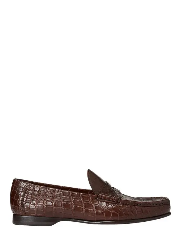 Ralph Lauren Chalmers Alligator Penny Loafer - Dark Brown