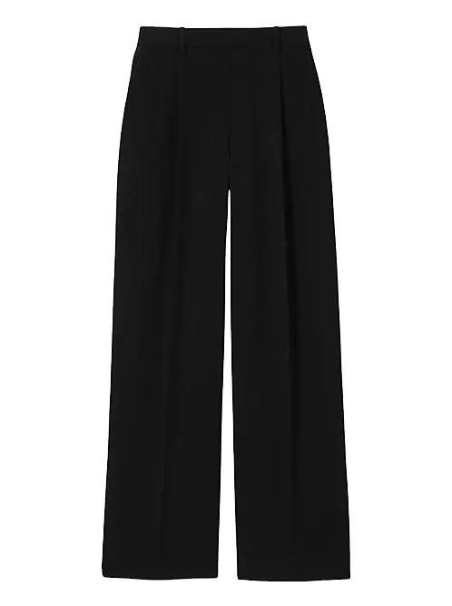 REISS Eden Wide-leg Twill Trousers - Black
