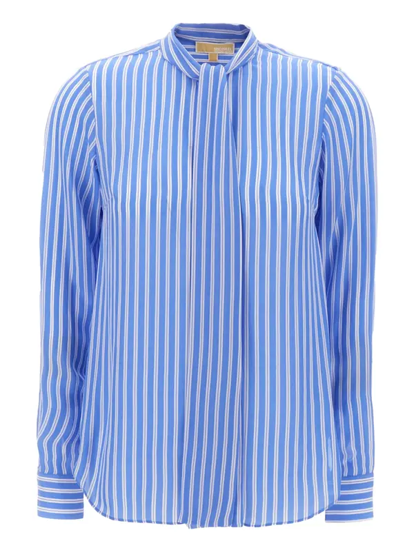 Michael Kors Striped Silk Blend Blouse - Blue