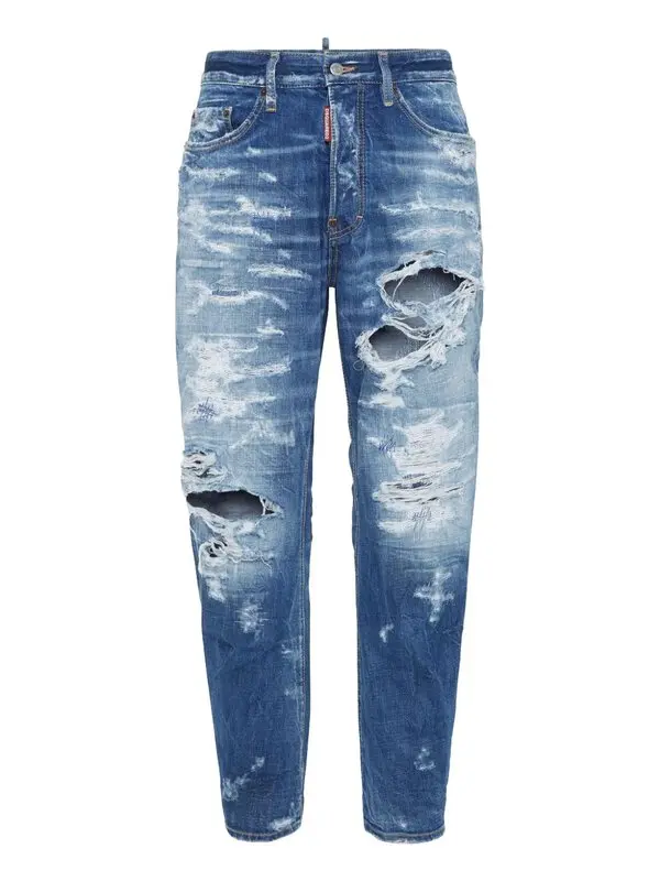 Dsquared2 Distressed Straight-leg Jeans - Blue