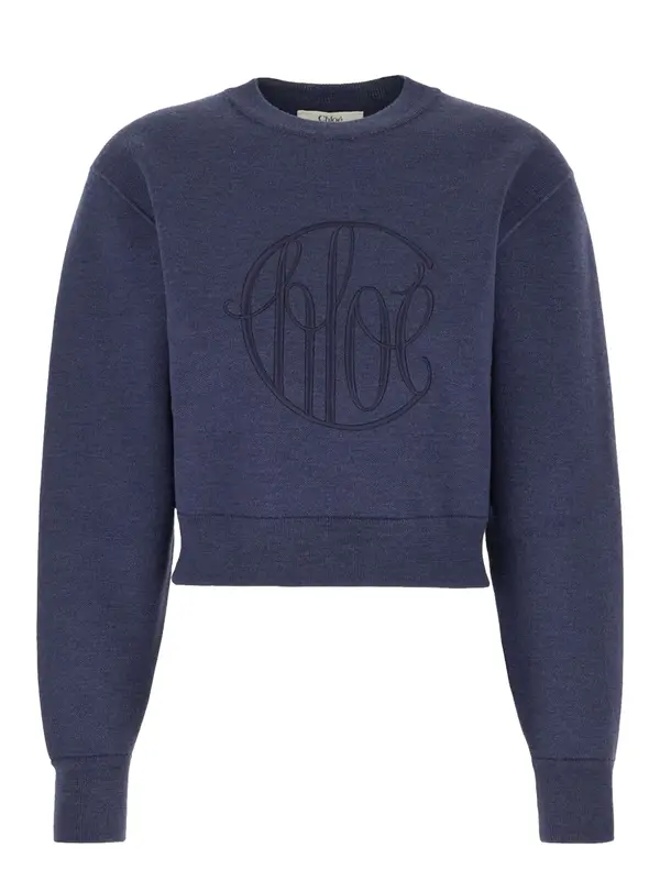 Chloé Embroidered-logo Jumper - Blue