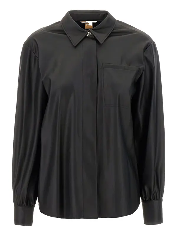 Hugo Faux-leather Shirt - Black