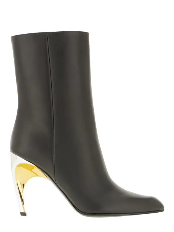 Alexander McQueen 95mm Leather Ankle Boots - Black