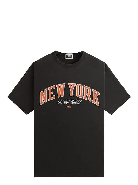 Kith X New York Knicks New York To The World Vintage Tee Shirt - Black