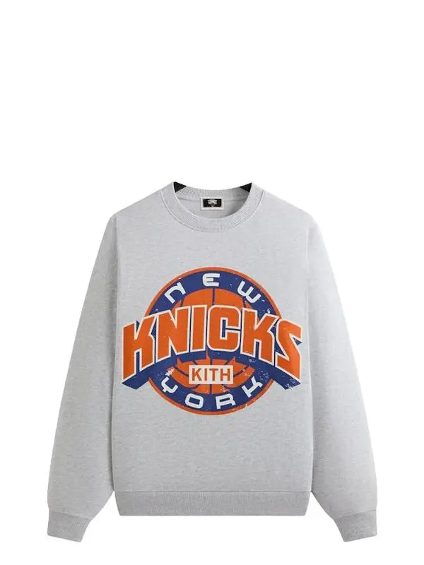 Kith X New York Knicks Showtime Vintage Nelson Crewneck Sweatshirt - Light Heather Grey