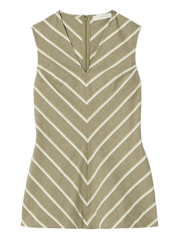 Faithfull The Brand Marteret Striped Cotton And Linen-blend Tank - Green