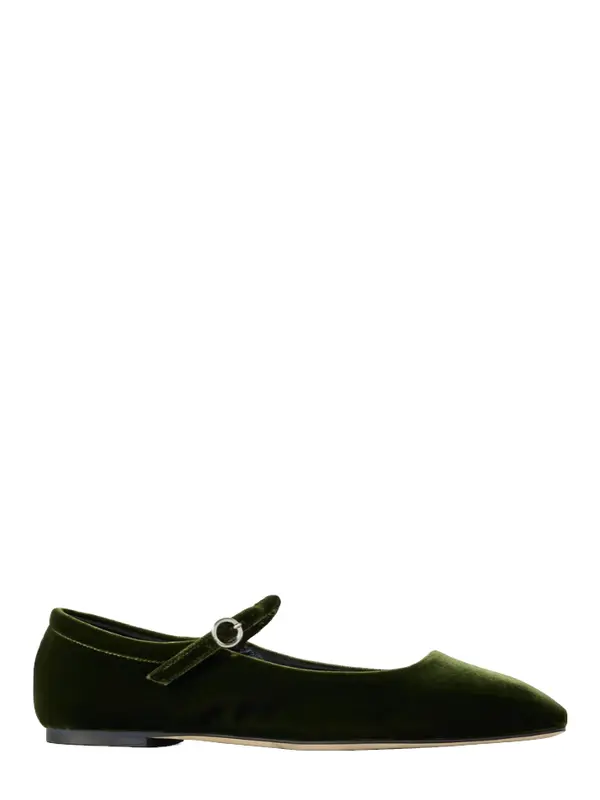 AeydĒ Uma Velvet Mary Jane Ballet Flats - Green