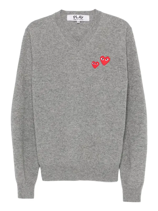 Play Comme Des Garcon Heart-patch Sweater - Grey