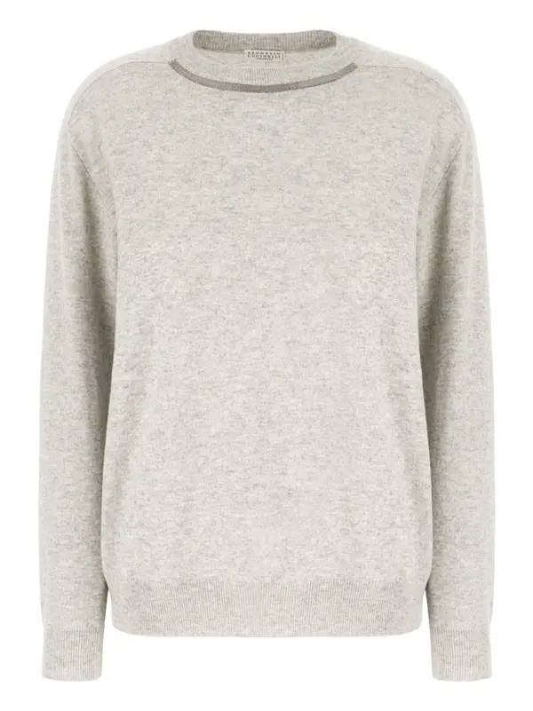 Brunello Cucinelli Bead-detailed Cashmere Jumper - Neutrals