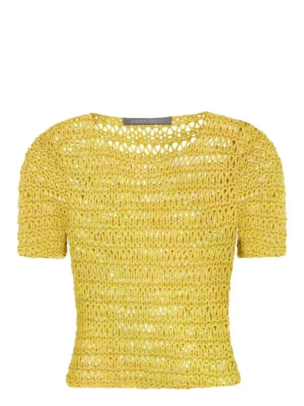 Alberta Ferretti Open-knit T-shirt - Yellow