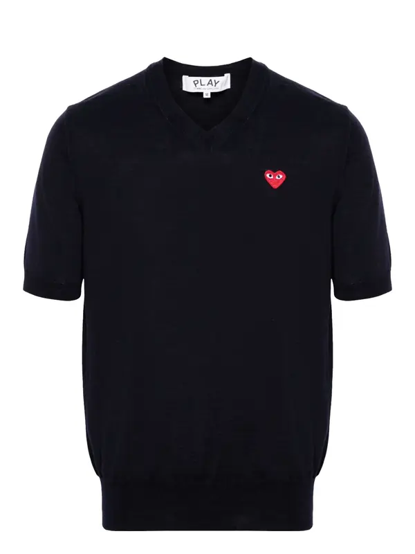 Play Comme Des Garcon Heart-patch Jumper - Blue