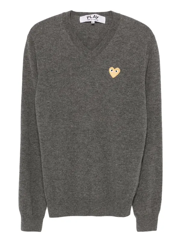 Play Comme Des Garcon Heart-patch Sweater - Grey