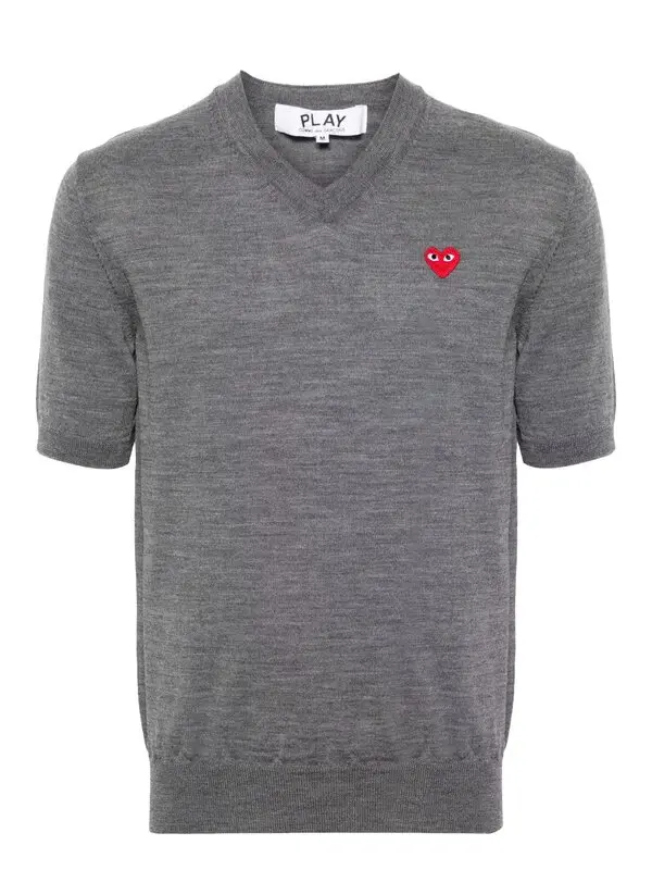 Play Comme Des Garcon Heart-patch Wool Jumper - Grey