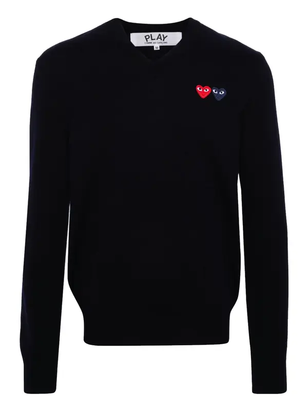 Play Comme Des Garcon Heart-patch Wool Jumper - Blue
