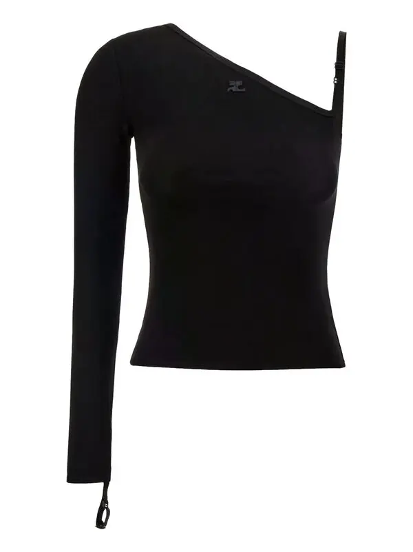 COURREGES Logo-plaque Stretch Top - Black