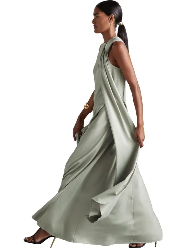 REISS Quincy Atelier Draped-satin Occasion Dress - Green