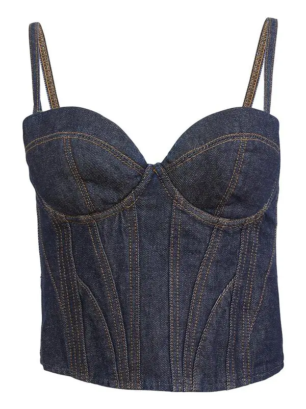 Fleur Du Mal Rider Bustier Top - Indigo Denim