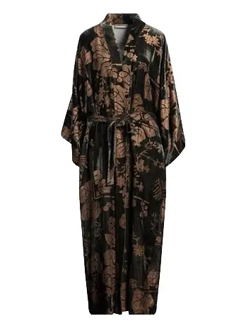GENTRYPORTOFINO Viscose And Silk Velvet Kimono - Green