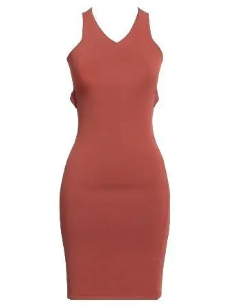 DANIELE FIESOLI Danielle Fiesoli Ribbed V-neck Mini Dress - Tan