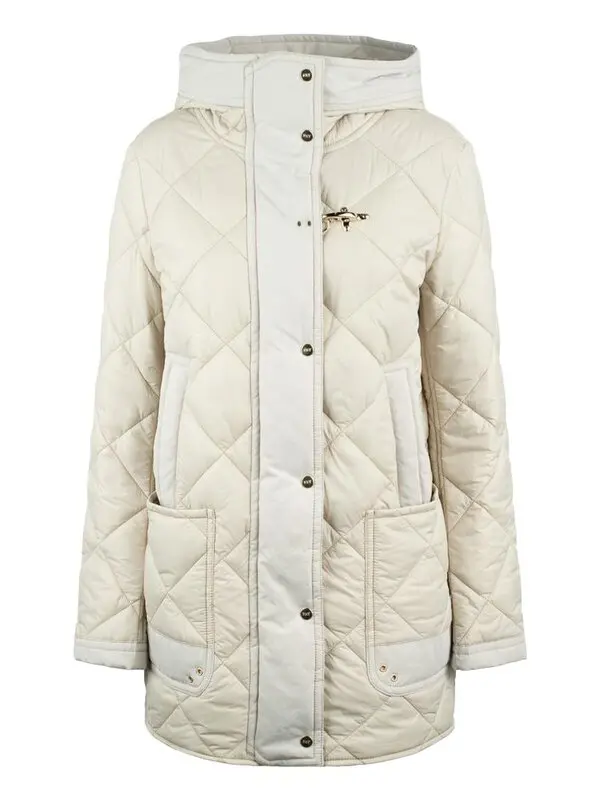 FAY Padded Diamond-quilted Parka - Beige