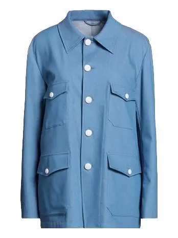 VI TO VI Light Cotton Blend Overcoat - Blue