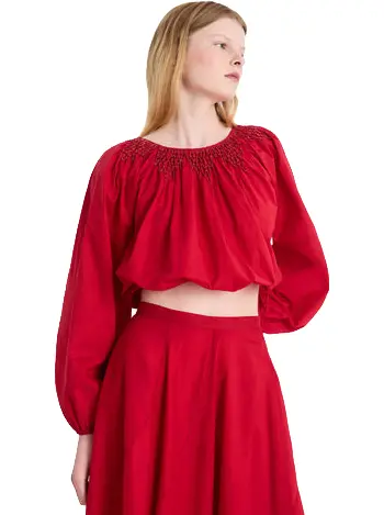Merlette Lotus Beaded Top - Rouge