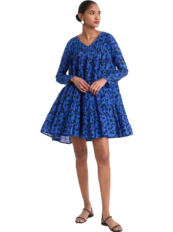 Merlette Solis Mini Dress - Cobalt Ink Floral Print