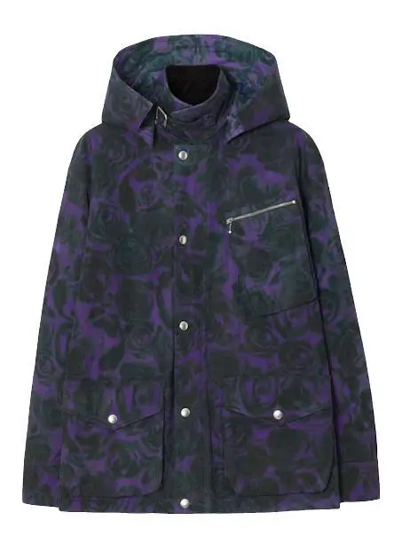 Burberry Rose Print Cotton Field Jacket - Purple/black