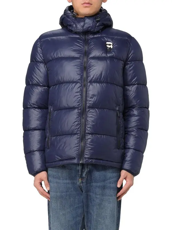 Karl Lagerfeld Puffer Jacket With Hood - Blue