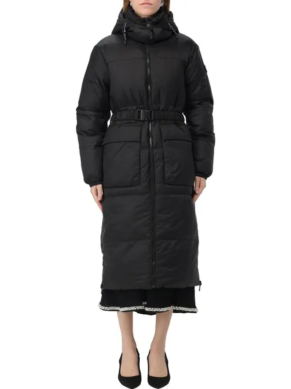 Karl Lagerfeld Puffer Coat With Belt - Black