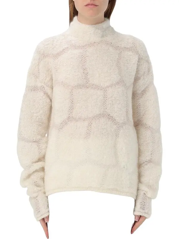 GENNY Textured High Neck Sweater - White