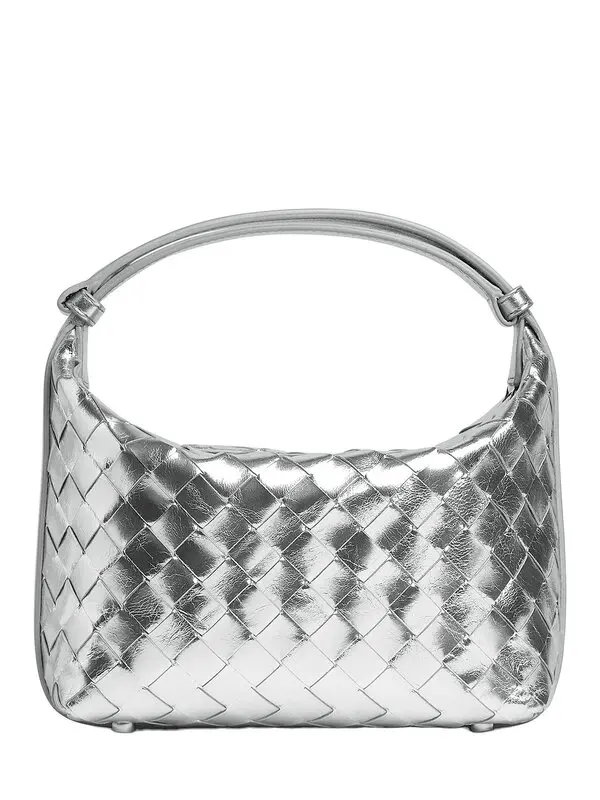 BOTTEGA  VENETA Bottega Veneta Wallace Intrecciato Shoulder Bag - Silver
