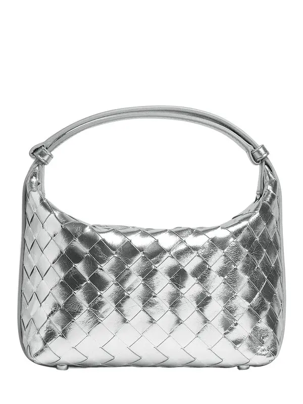 Bottega Veneta Intrecciato Leather Shoulder Bag - Silver