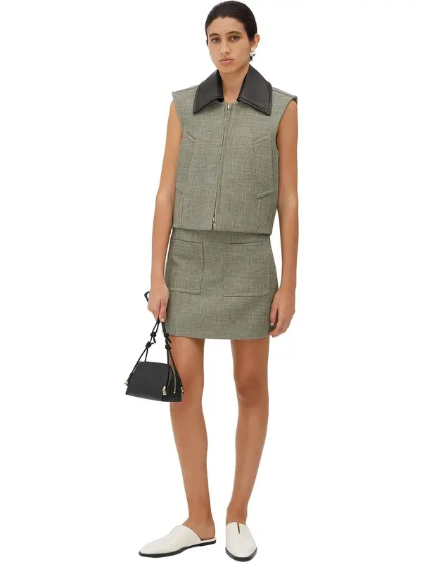 Bottega Veneta Melange Cotton Gilet - Green/fennel/white